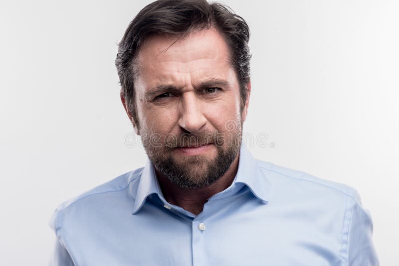 Bearded Dark-haired Man Feeling Angry after Some Arguments at Work ...