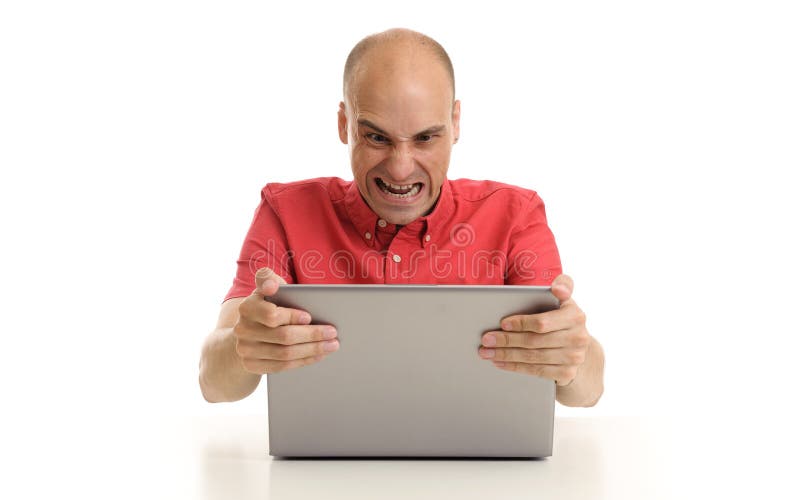 Angry man with laptop stock image. Image of emotion, crazy - 49780689