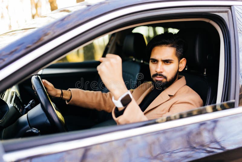 An Angry Man Looking Outside Car from Window Stock Image - Image of ...