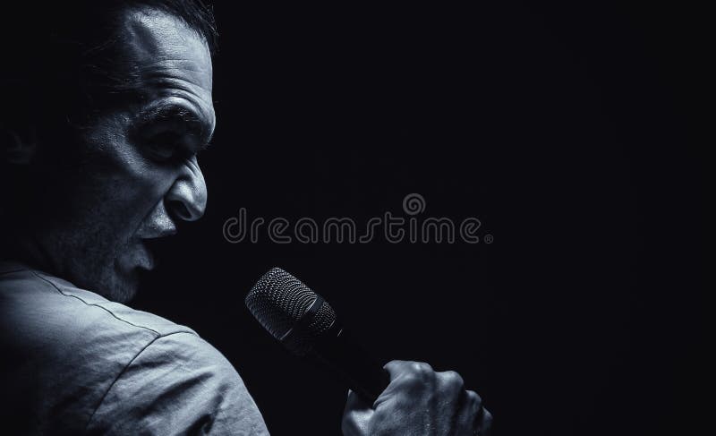 Angry Man with Microphone stock image. Image of loud - 79015085
