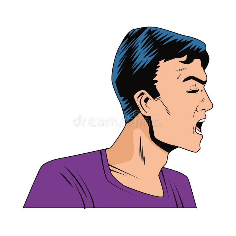 Angry Man Profile Pop Art Style Character Stock Vector - Illustration ...