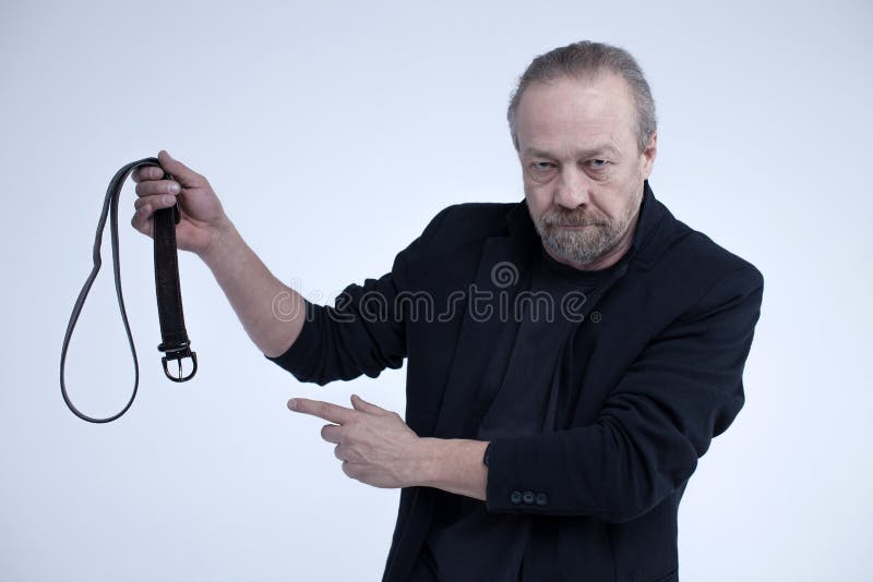 Angry Man Punishes with a Belt Stock Image - Image of family, concept ...