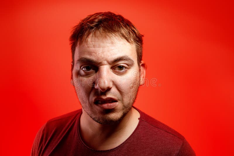 Angry Man on a Red Background Stock Photo - Image of angry, evil: 185010226