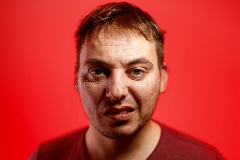 Angry Man on a Red Background Stock Image - Image of furious, crazy ...