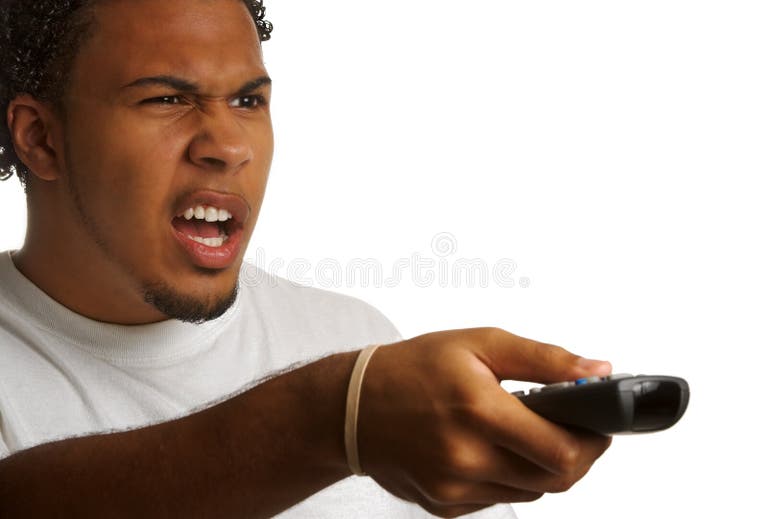 Angry man with remote stock image. Image of remote, modern - 2640579