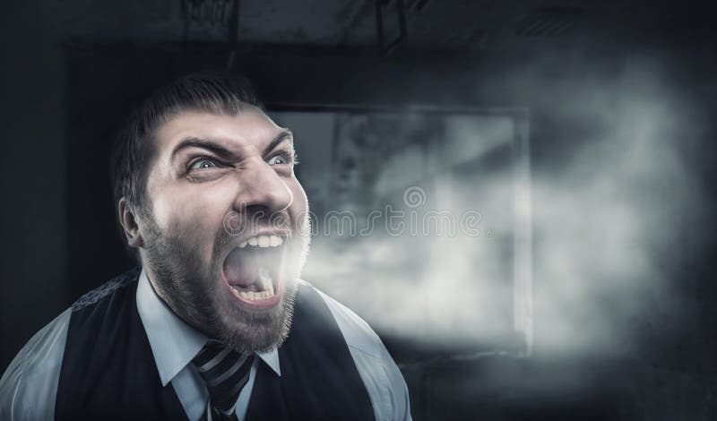 Portrait of Screaming Bizarre Man Stock Image - Image of ominous, geek ...
