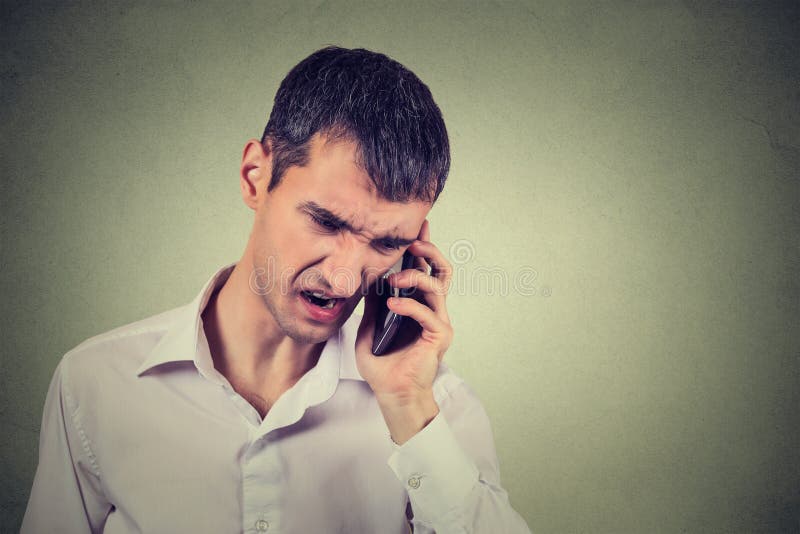 Angry Man Screaming on the Mobile Phone Stock Photo - Image of negative ...
