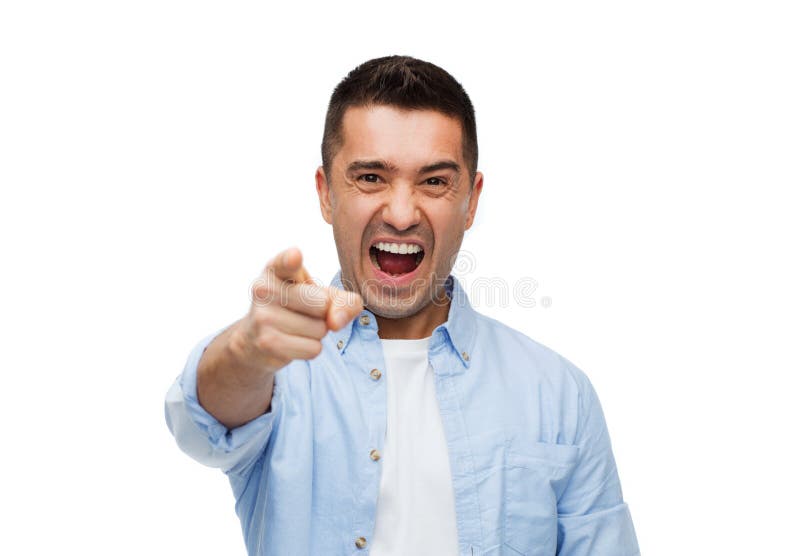 Angry Man Shouting and Pointing Finger on You Stock Image - Image of ...