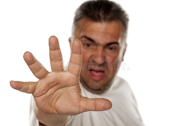 Angry man showing stop stock image. Image of anger, halt - 87078633