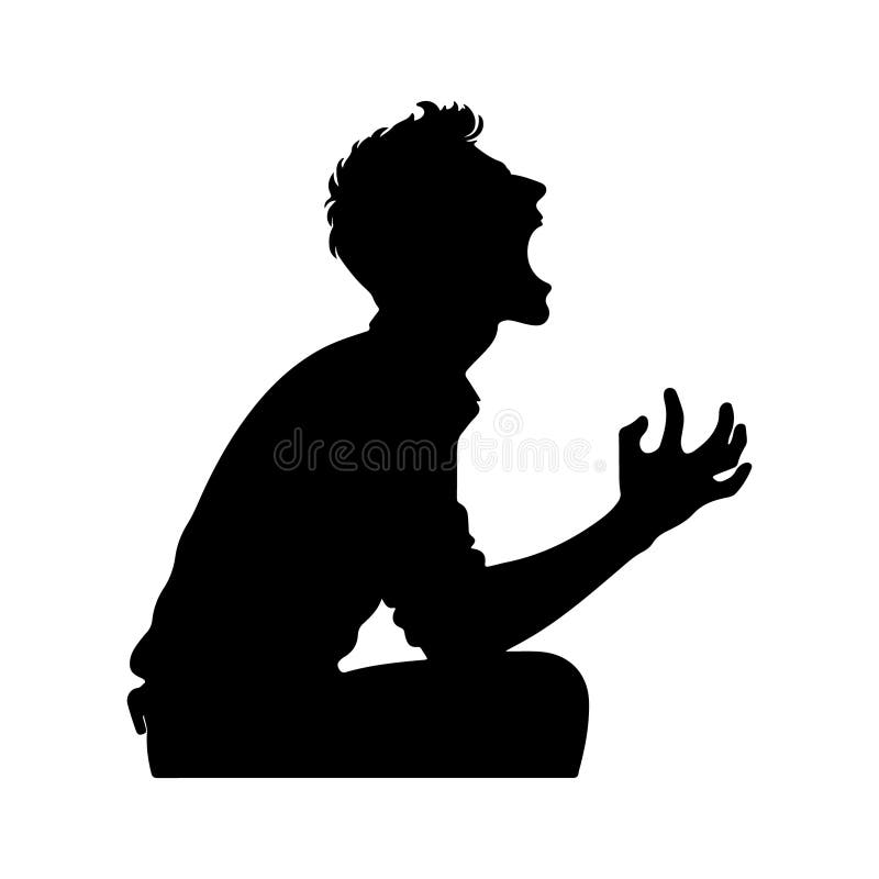 Angry man silhouette stock illustration. Illustration of adult - 372586080