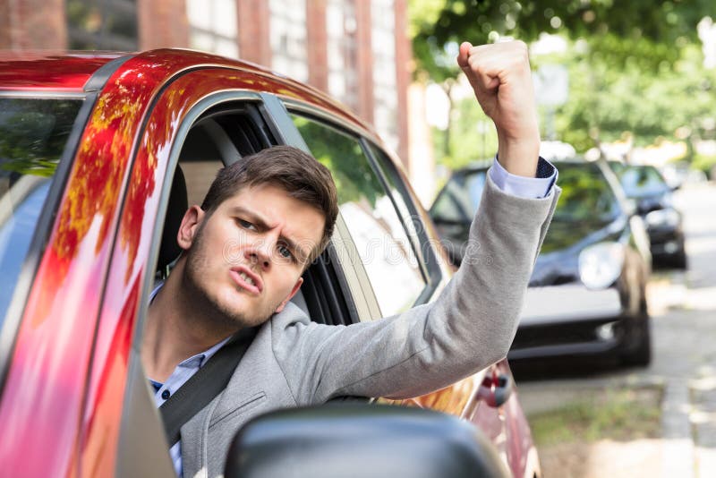 Angry Man Sitting Inside Car Stock Image - Image of abusive, automobile ...