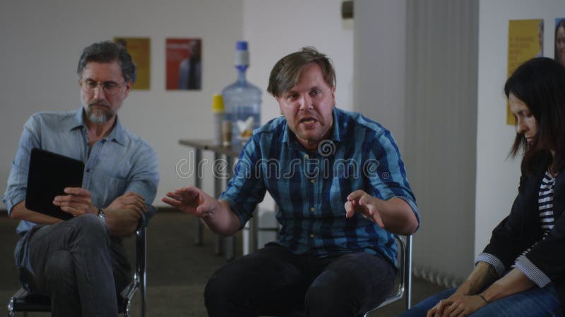 Angry Man Speaking during Support Meeting Stock Photo - Image of speak ...