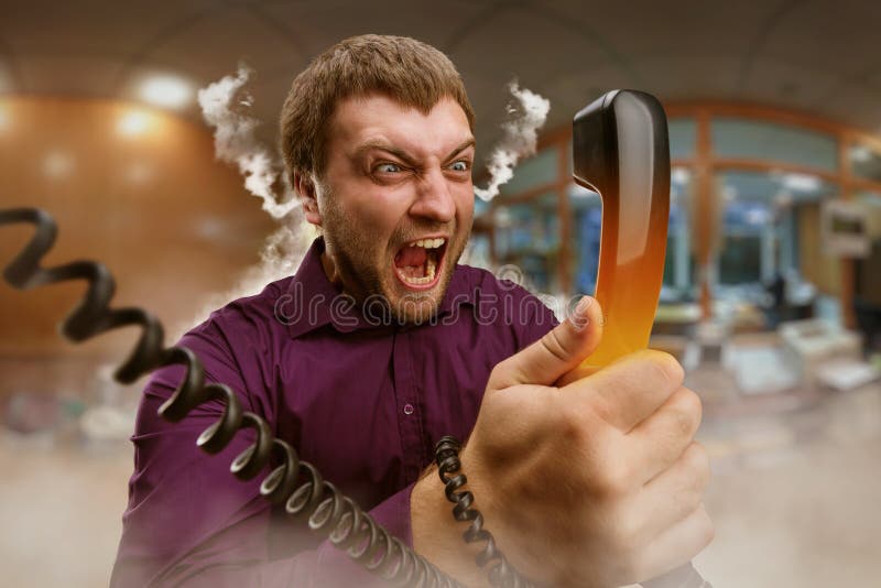 Angry Man Speaks on the Phone Stock Image - Image of indoor, expression ...