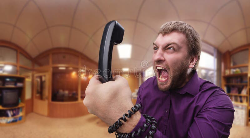 Angry Man Speaks on the Phone Stock Image - Image of indoor, expression ...