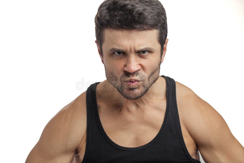 Angry Man in Sportswear. Strong Man is Fall into a Rage Stock Photo ...