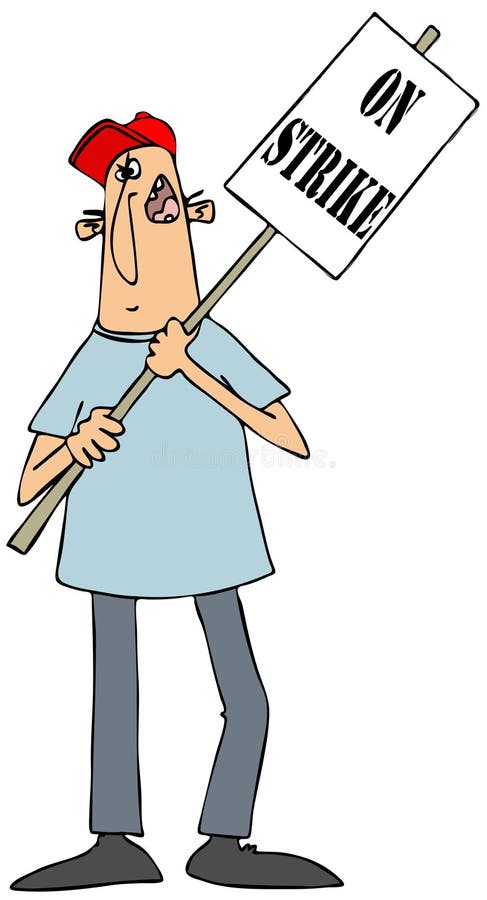 Angry Man on Strike Carrying a Sign Stock Illustration - Illustration ...