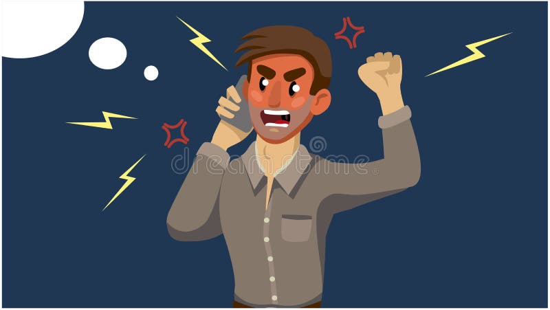 Angry Man Talking on the Phone Stock Vector - Illustration of screaming ...