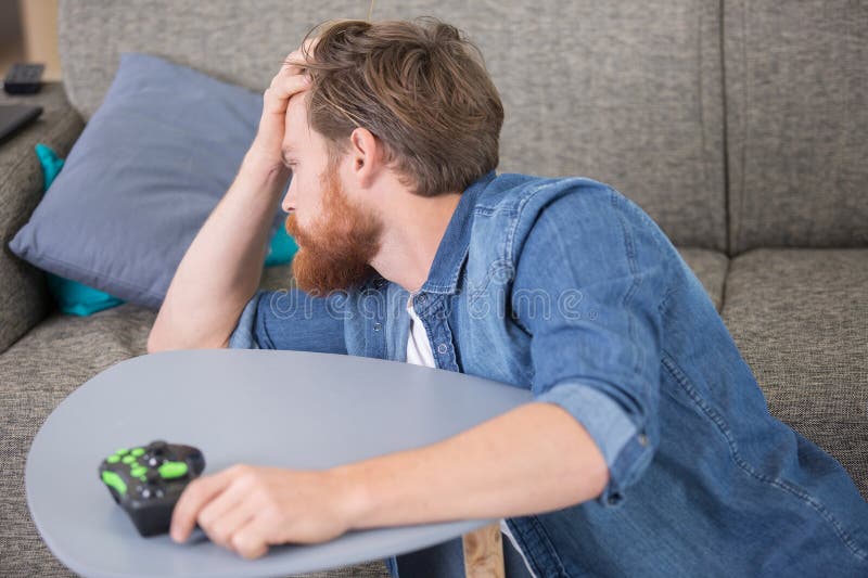 Angry Man and Team Lost Game Stock Image - Image of earphones ...