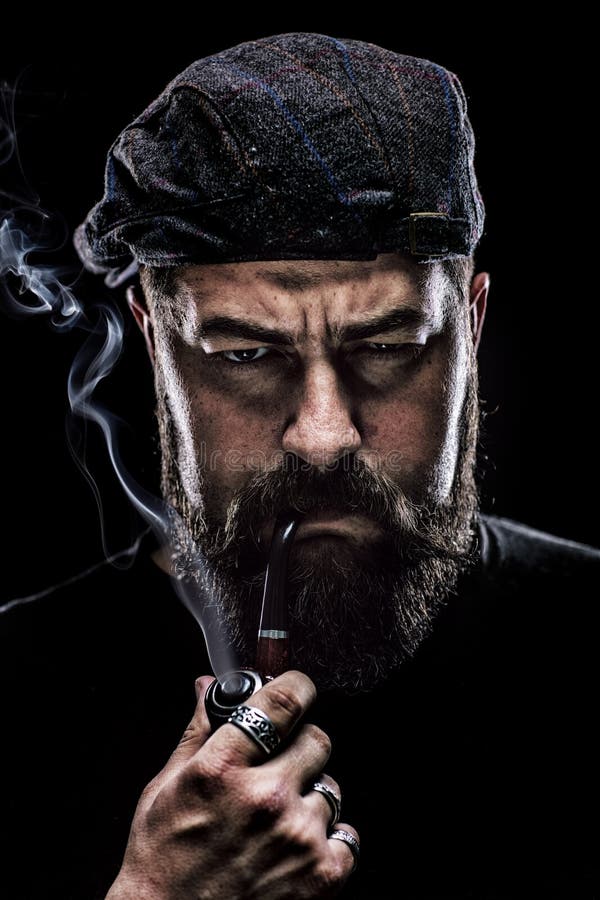 Angry Man with a Thick Beard Smoking a Pipe Stock Photo - Image of pipe ...