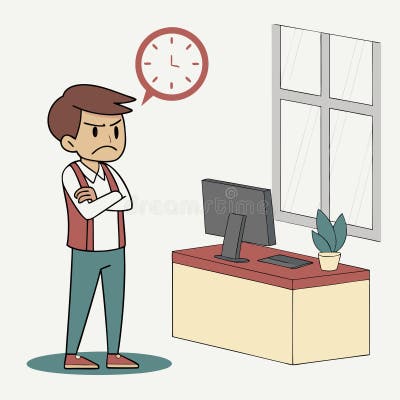 Angry Man Waiting for Time in Office Vector Illustration Stock ...
