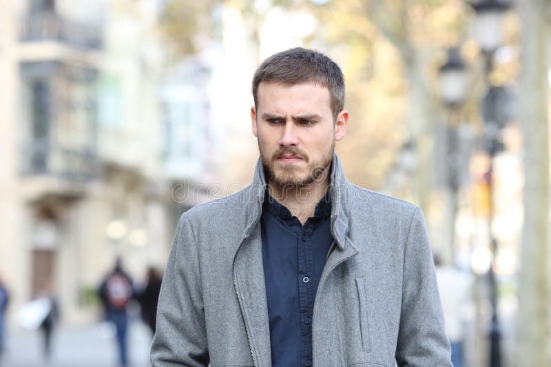 Angry Man Walking in the Street Stock Photo - Image of fedup, fall ...