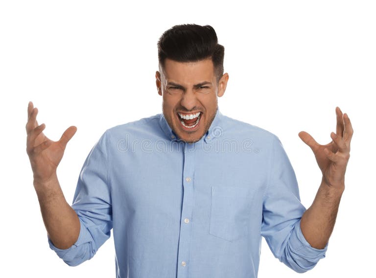 Angry Man on White. Hate Concept Stock Image - Image of aggressive ...