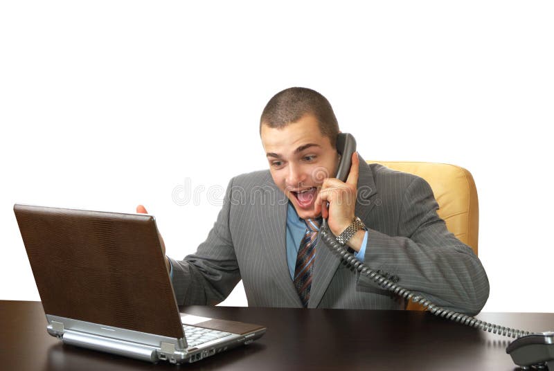 Angry Man at Work Isolated on White Background Stock Photo - Image of ...