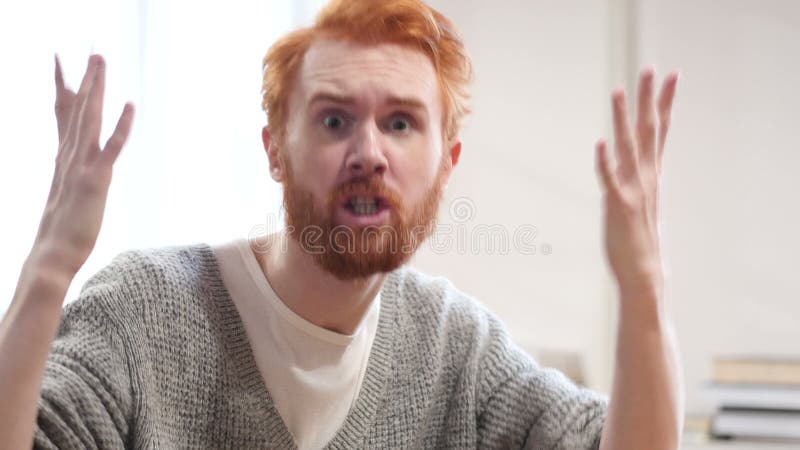 Angry Man Yelling at Camera Stock Video - Video of beard, businessman ...
