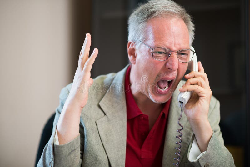 Angry Man Yelling on the Phone Stock Photo - Image of scream, phone ...