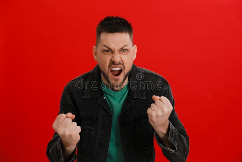 Young man yelling stock photo. Image of gesture, people - 93965026