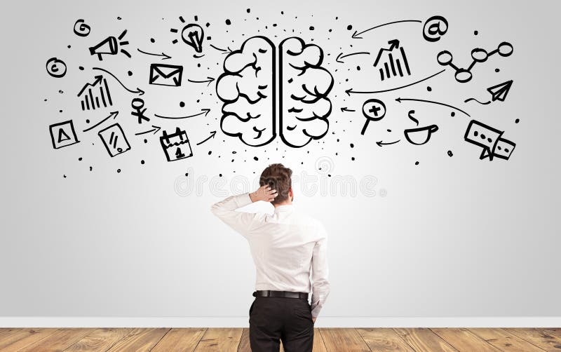 Manager Looking To Wall with Overloaded Brain Concept Stock Image ...