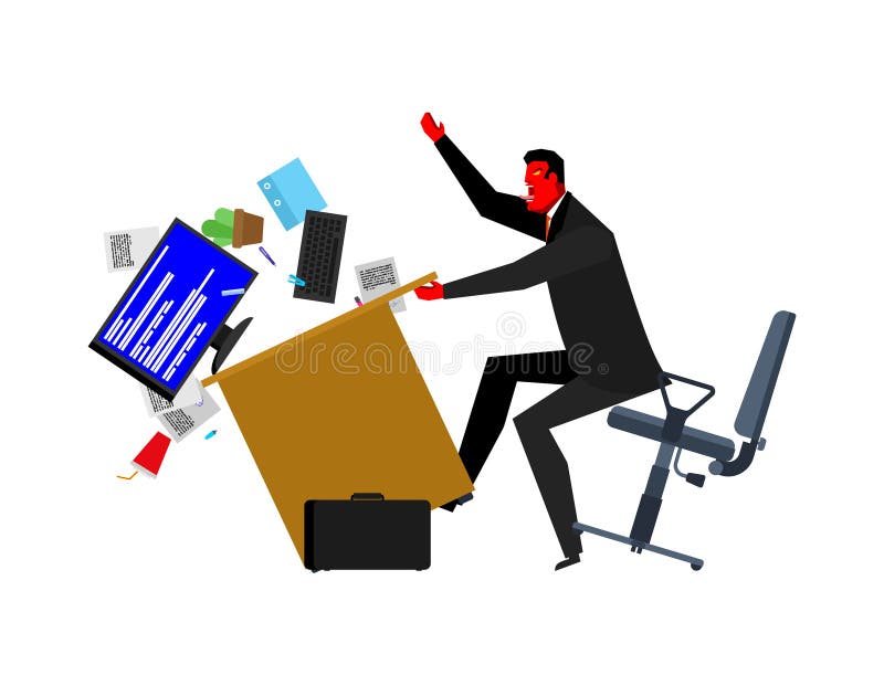 Angry Manager Overturns Table. Businessman Throws Table in Anger ...