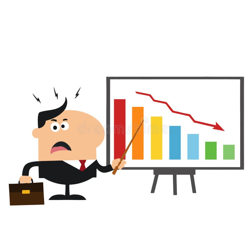 Angry Manager Pointing To a Decrease Chart on a Board.Flat Style Stock ...