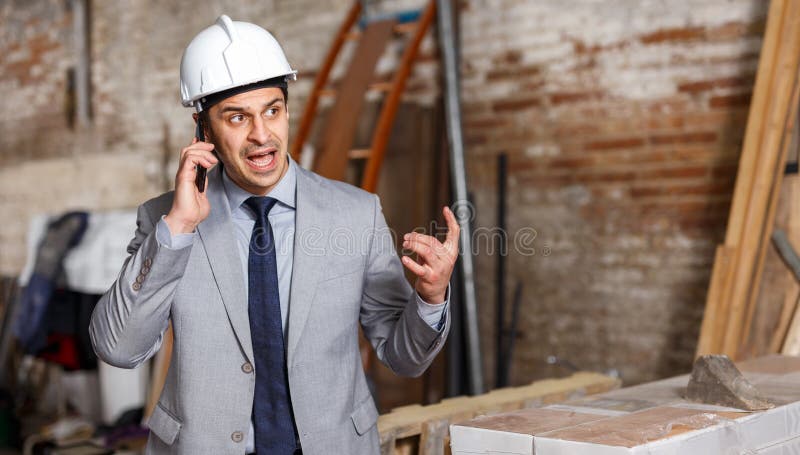 Angry Manager Talking on Phone Stock Photo - Image of hispanic, private ...
