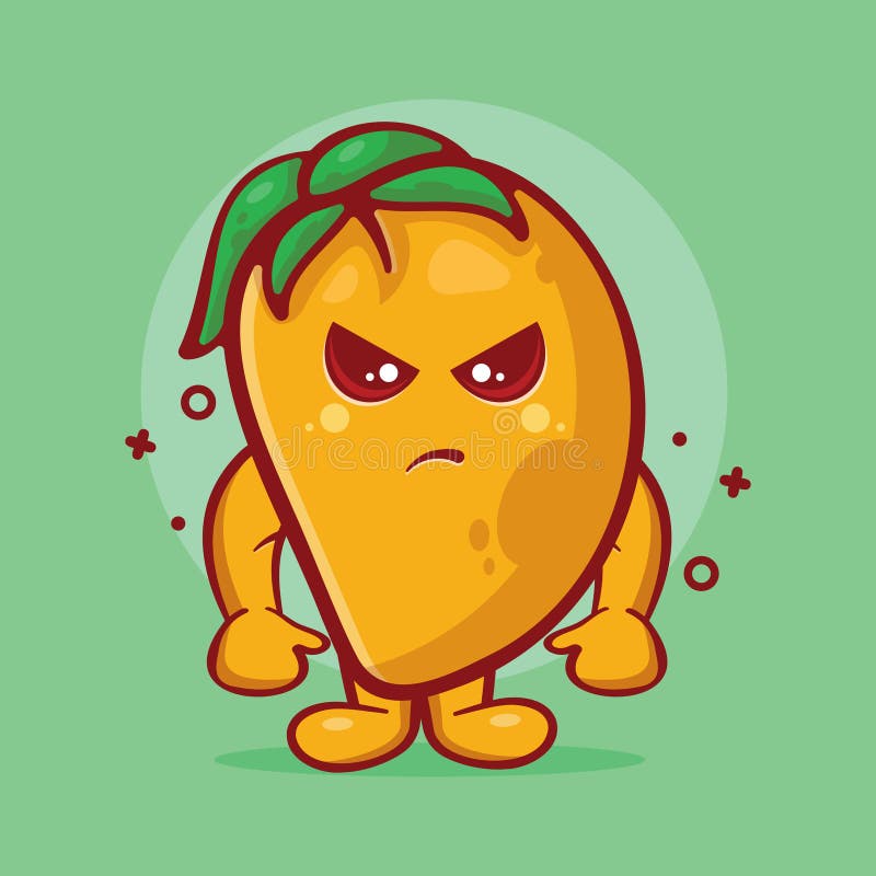 Angry Mango Fruit Character Mascot Isolated Cartoon in Flat Style ...