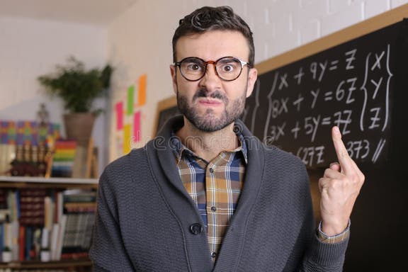 Angry Math Teacher Showing Middle Finger Stock Photo - Image of ...