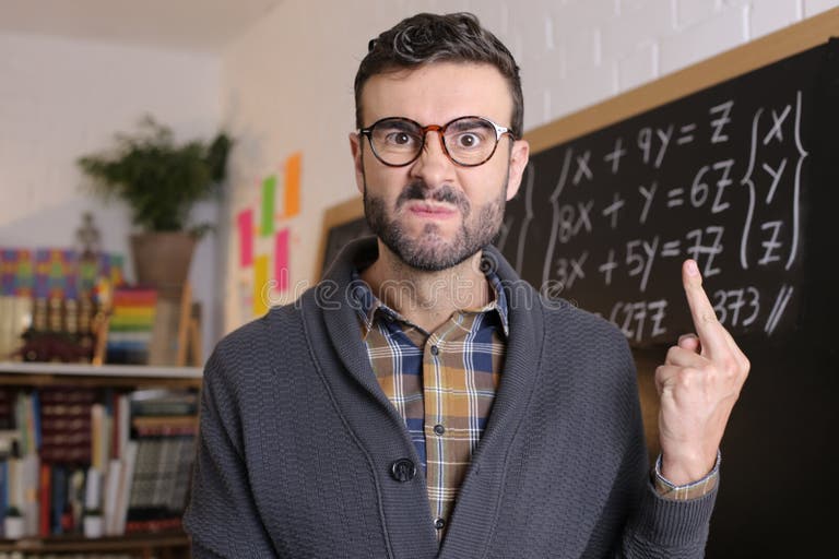 Angry Math Teacher Showing Middle Finger Stock Photo - Image of ...