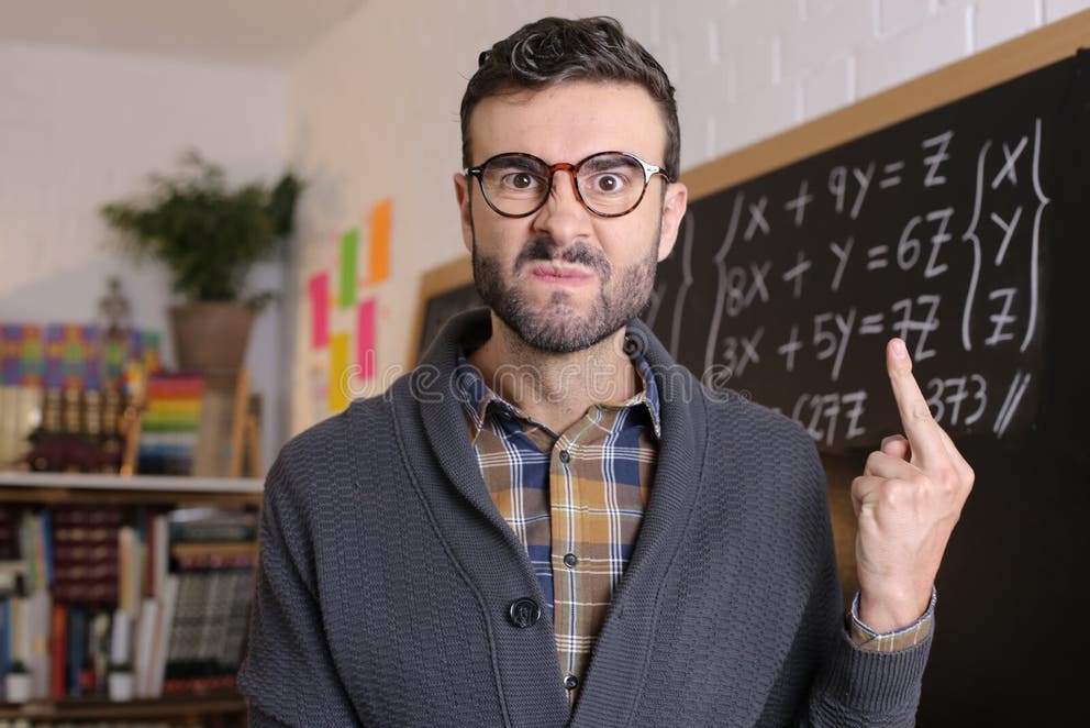 Angry Math Teacher Showing Middle Finger Stock Photo - Image of ...