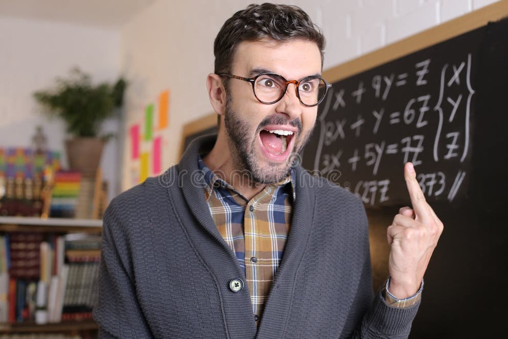 Angry Math Teacher Showing Middle Finger Stock Image - Image of college ...