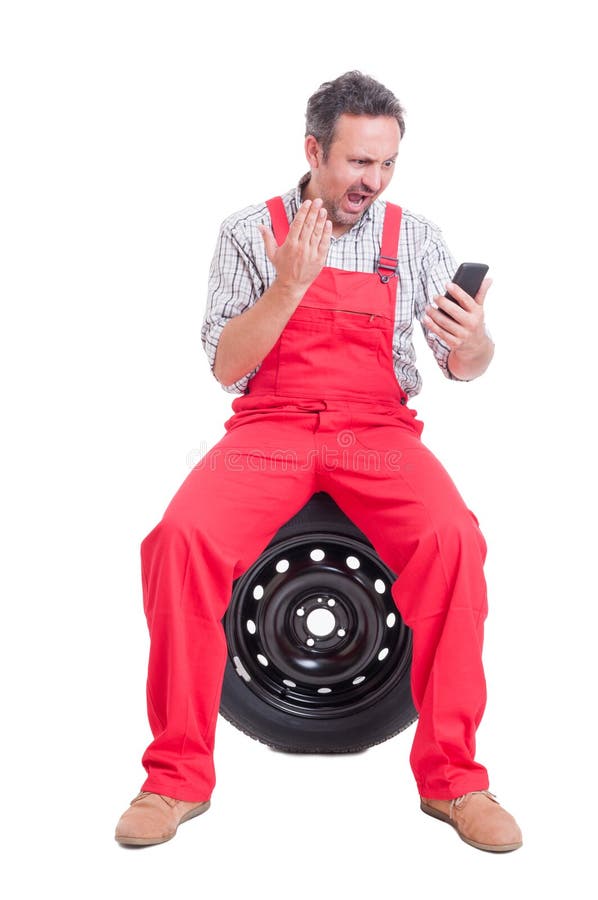 Angry Mechanic Yelling or Shouting on Video Call Stock Photo - Image of ...
