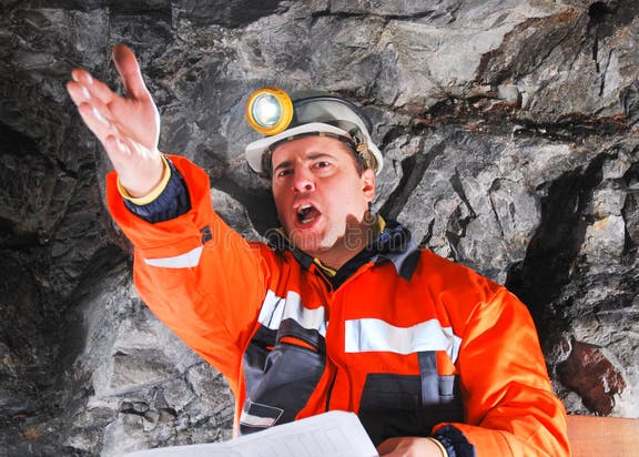 Angry mine worker stock photo. Image of mean, labour, labor - 3819116