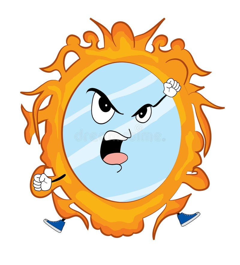 Angry mirror cartoon stock illustration. Illustration of reflect - 47930769