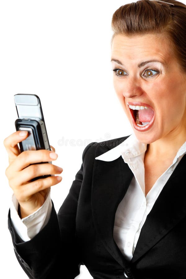 Angry Modern Business Woman Shouting on Phone Stock Image - Image of ...