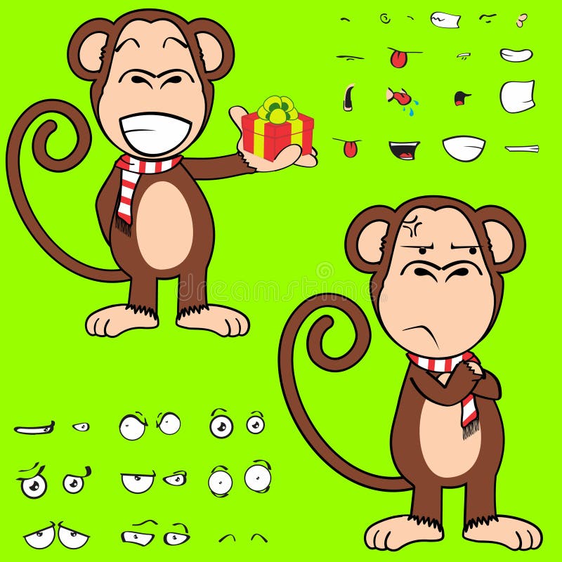 Angry Monkey Cartoon Expressions Set Stock Vector - Illustration of ...
