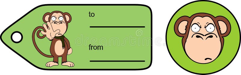 Angry Monkey Chimp Ape Expression Cartoon Giftcard Stock Vector ...