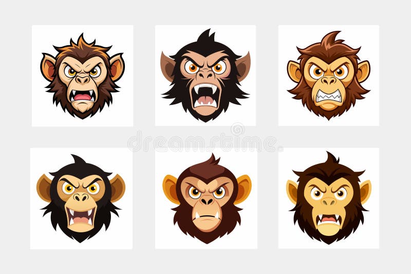 Angry Monkey Face Vector Illustration Icons. Stock Vector ...