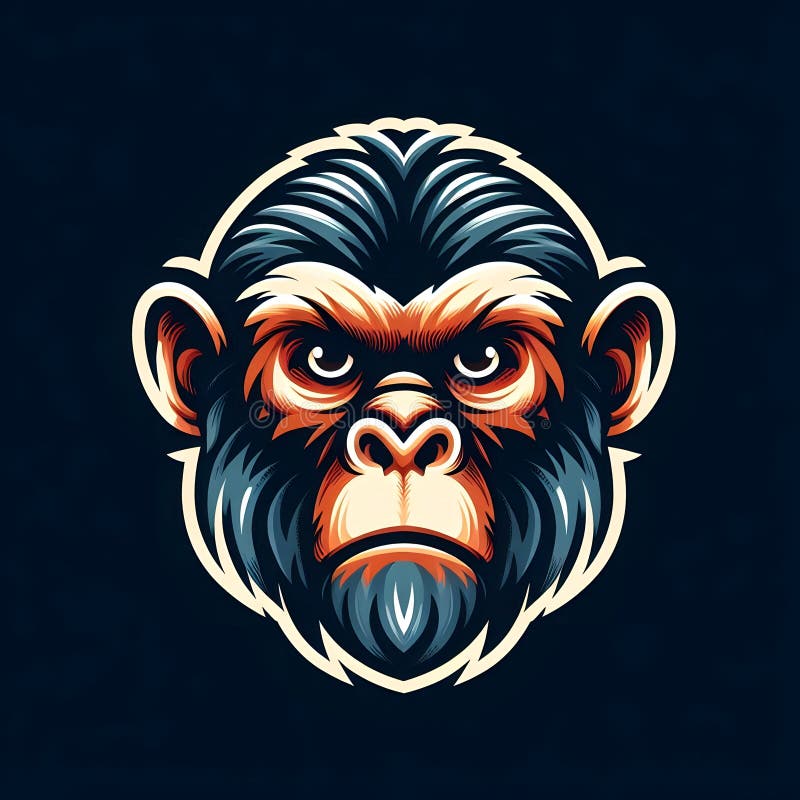 An Angry Monkey Head within a Attractive Composition Stock Illustration ...