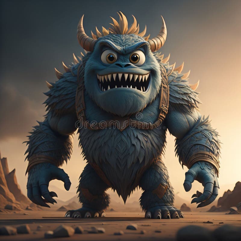 Angry Monster Standing To Observe the Atmosphere with Big Sharp Teeth ...