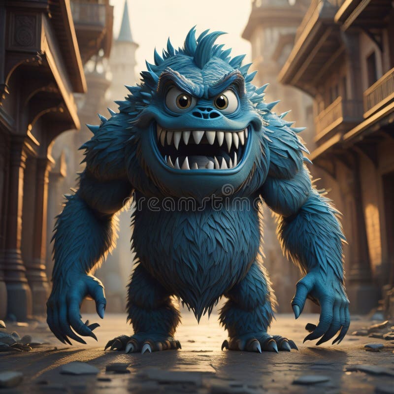 Angry Monster Standing To Observe the Atmosphere with Big Sharp Teeth ...