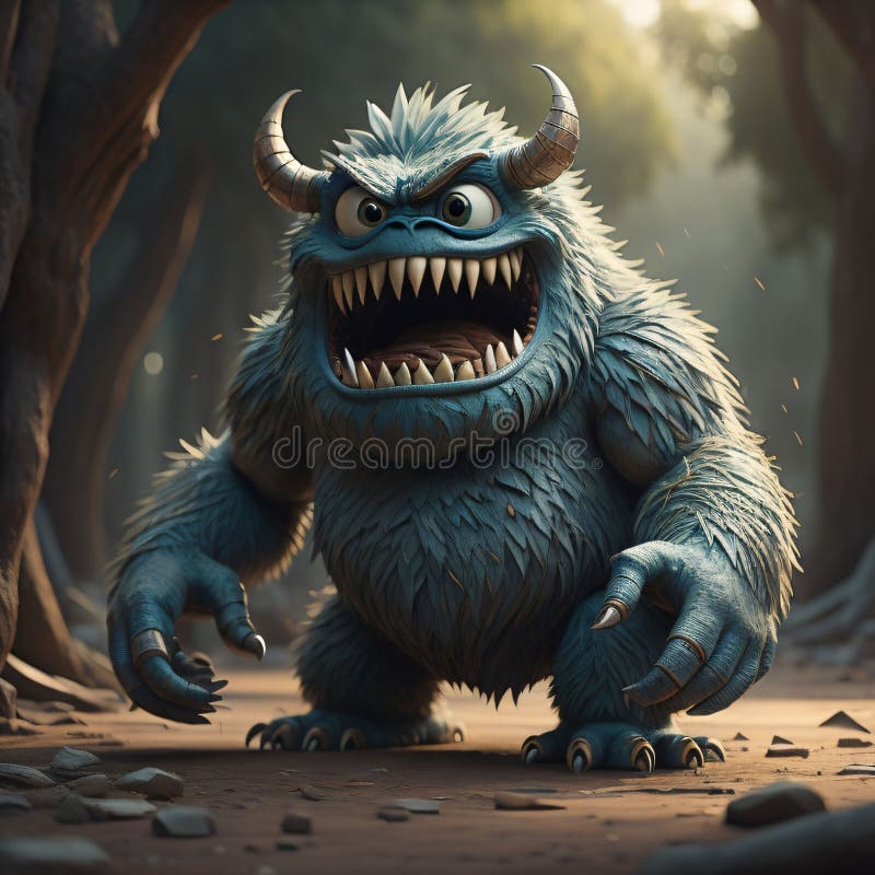 Angry Monster Standing To Observe the Atmosphere with Big Sharp Teeth ...